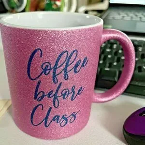 Unbranded | Dining | Sparkly Pink Coffee Mug Coffee Before Class | Poshmark